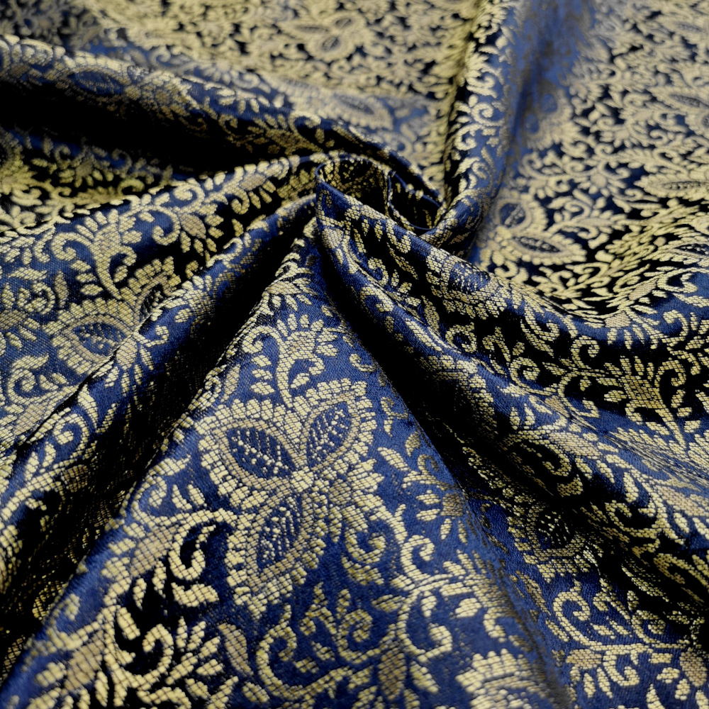 Navy brocade fabric store